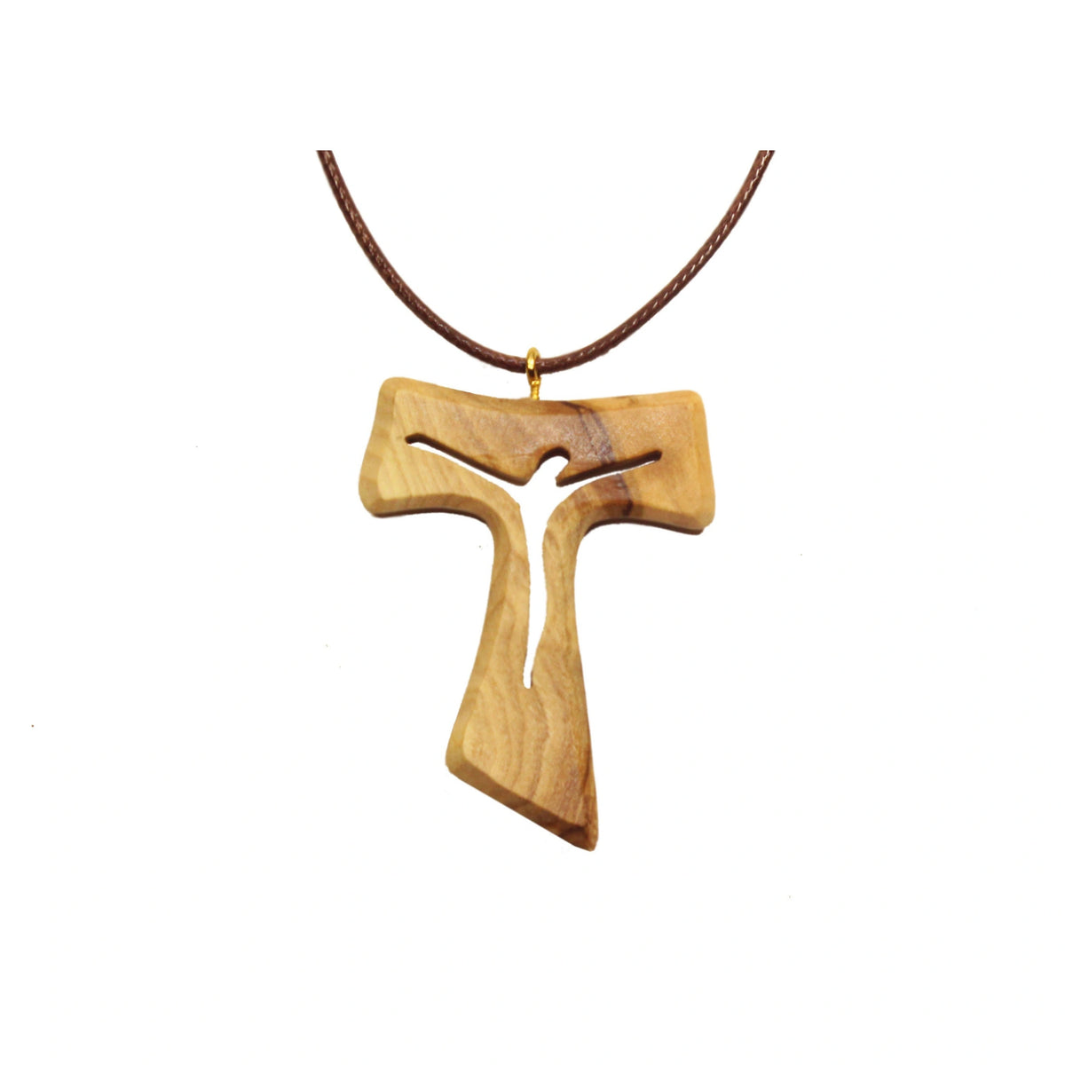 Olive Wood Hand Carved Crucifix Tau Cross Pendant – mychristmashouse