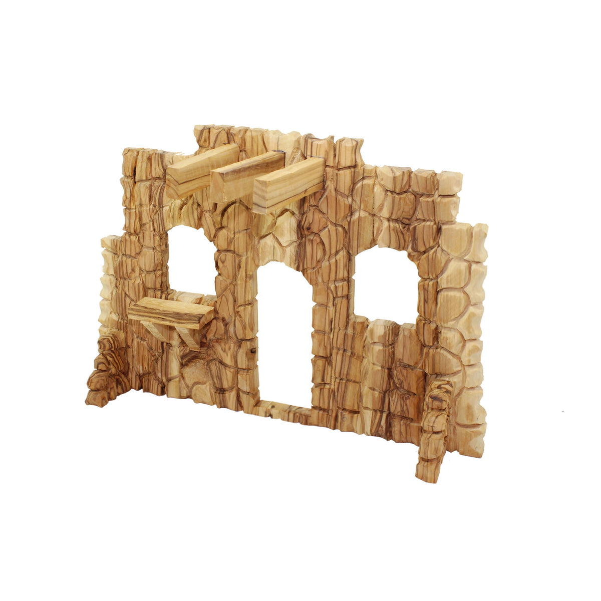 Wooden Handmade Nativity Set - Walled House 12 pcs – mychristmashouse